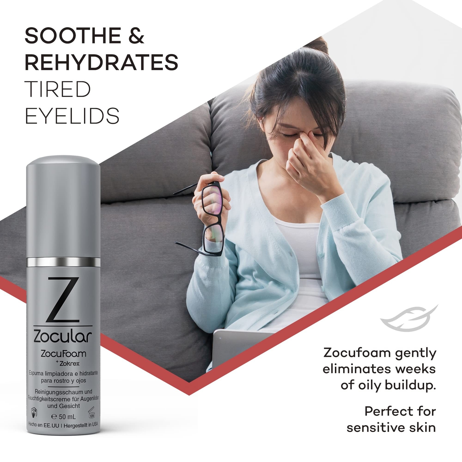 Zocular ZocuFoam Eyelid Cleanser - Foaming Eyelid Scrub for Blepharitis ...