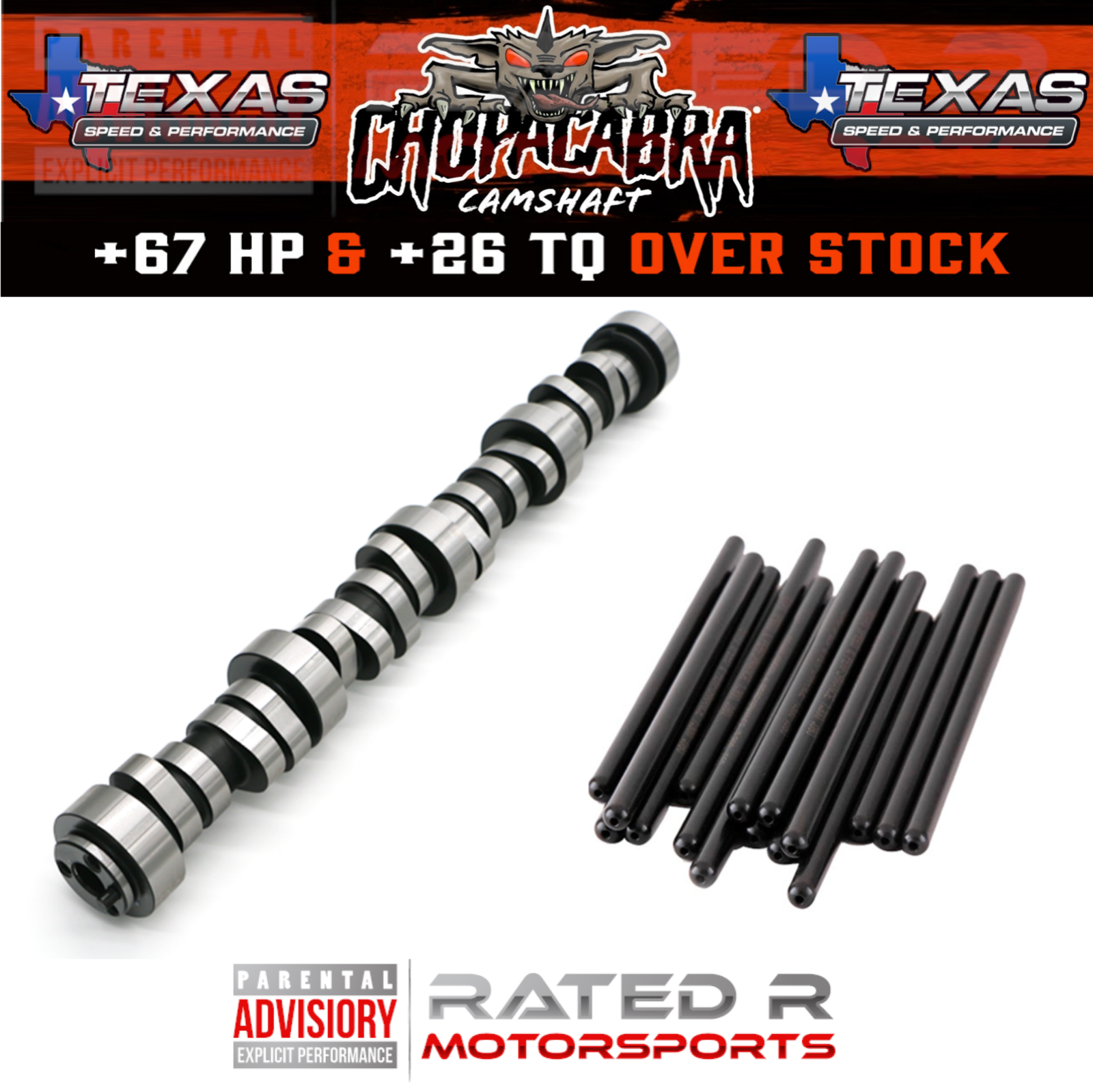 Texas Speed GM Gen 3 Gen 4 LS Truck CHOPacabra Cam Kit TSP Pushrods 4 ...