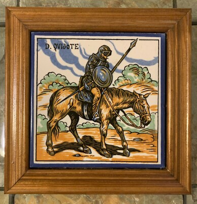 Vintage CERAMICA SANTA ANA Framed Don Quixote Ceramic Tile RODRIGUEZ ...