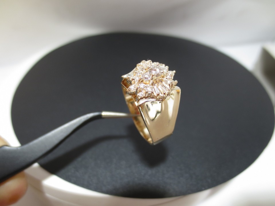 14K YG LADIES DIAMOND CLUSTER RING 0.50 tcw SZ 9 13.04 MM WIDE 7 ...
