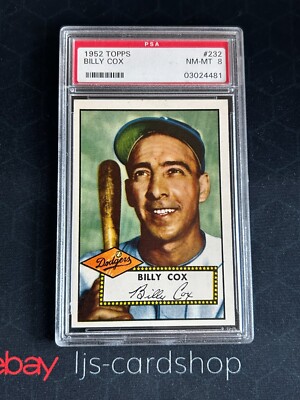 1952 TOPPS 232 BILLY COX PSA 8 POP 40 7 Higher Brooklyn Dodgers | eBay
