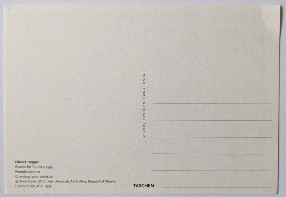 Edward Hopper "Rooms for Tourists" 1945, Art Postcard, 4" by 6 ...