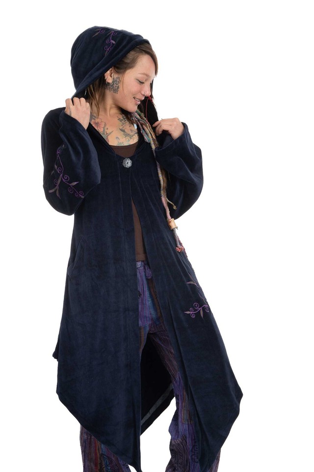 Velvet Faery Goddess Jacket, Boho Goa Psy Trance Coat Plus Size Pagan ...