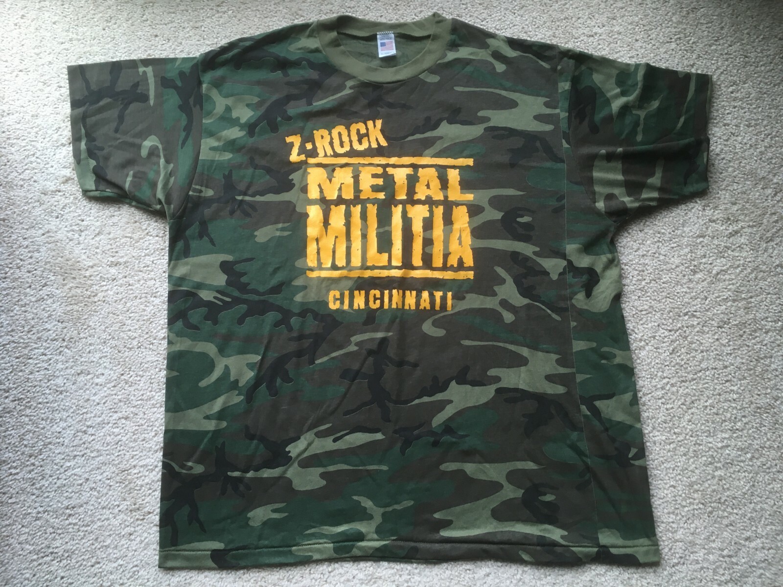 VINTAGE 1980s Z ROCK METAL MILITIA CINCINNATI CAMO SHIRT death black ...