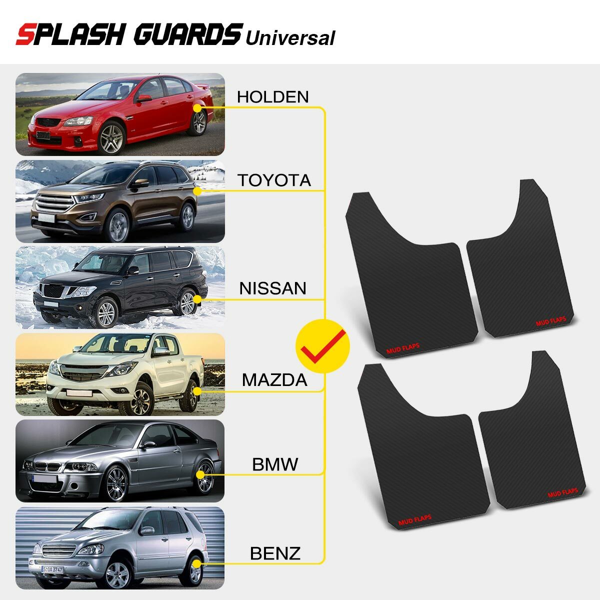 4pcs Black Colour Universal Splash Guards Mud Flaps Mudflap for Nissan ...