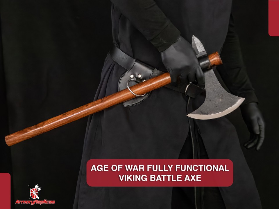 Age of War Fully Functional Medieval Viking Battle Axe Handmade Carbon ...