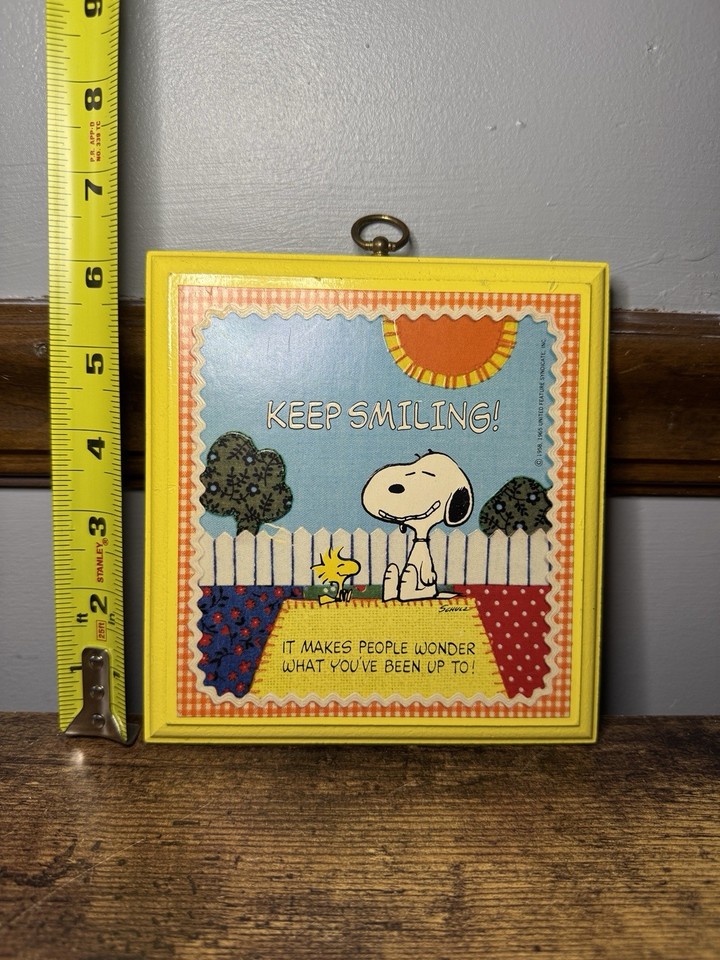 VINTAGE Hallmark 1965 Peanuts Snoopy & Woodstock "Keep Smiling" Plaque ...