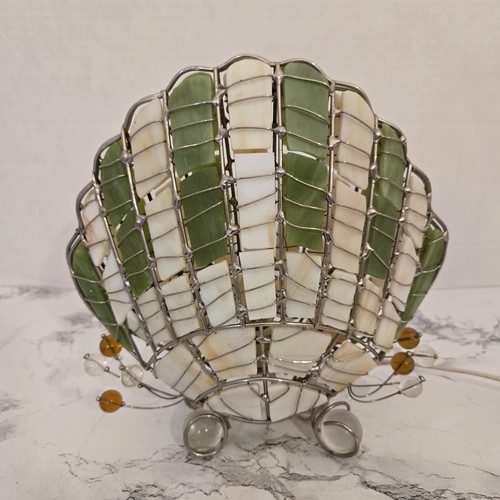 VTG 7" Wired Glass Clamshell Night Light Table Lamp Handmade Chorded | eBay