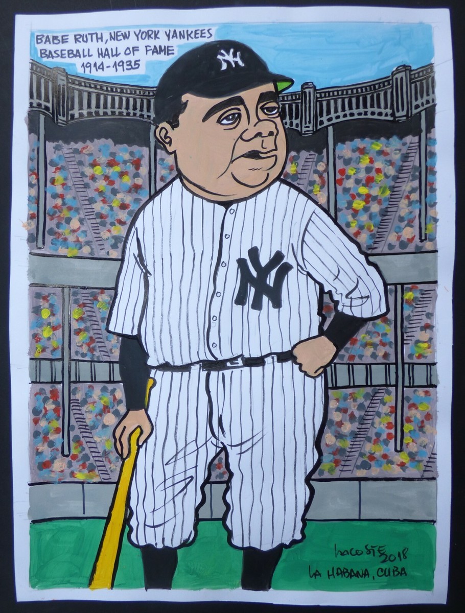 Baseball Drawing Watercolor Portrait Painting Of New York Yankees