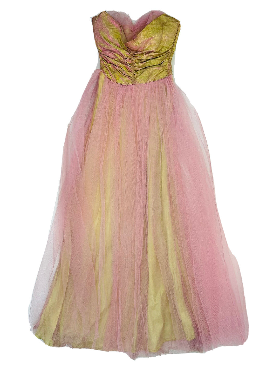 VTG 1950s Strapless Tulle Cupcake Party Prom Dress Pi… - Gem