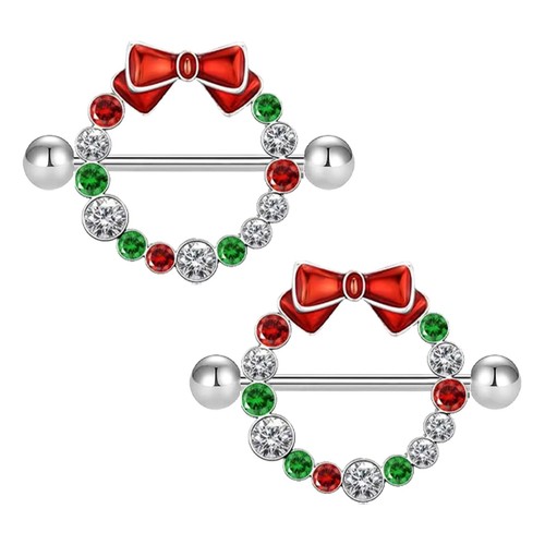 14G 316L Christmas Nipple Rings Piercing Stainless Steel Christmas ...