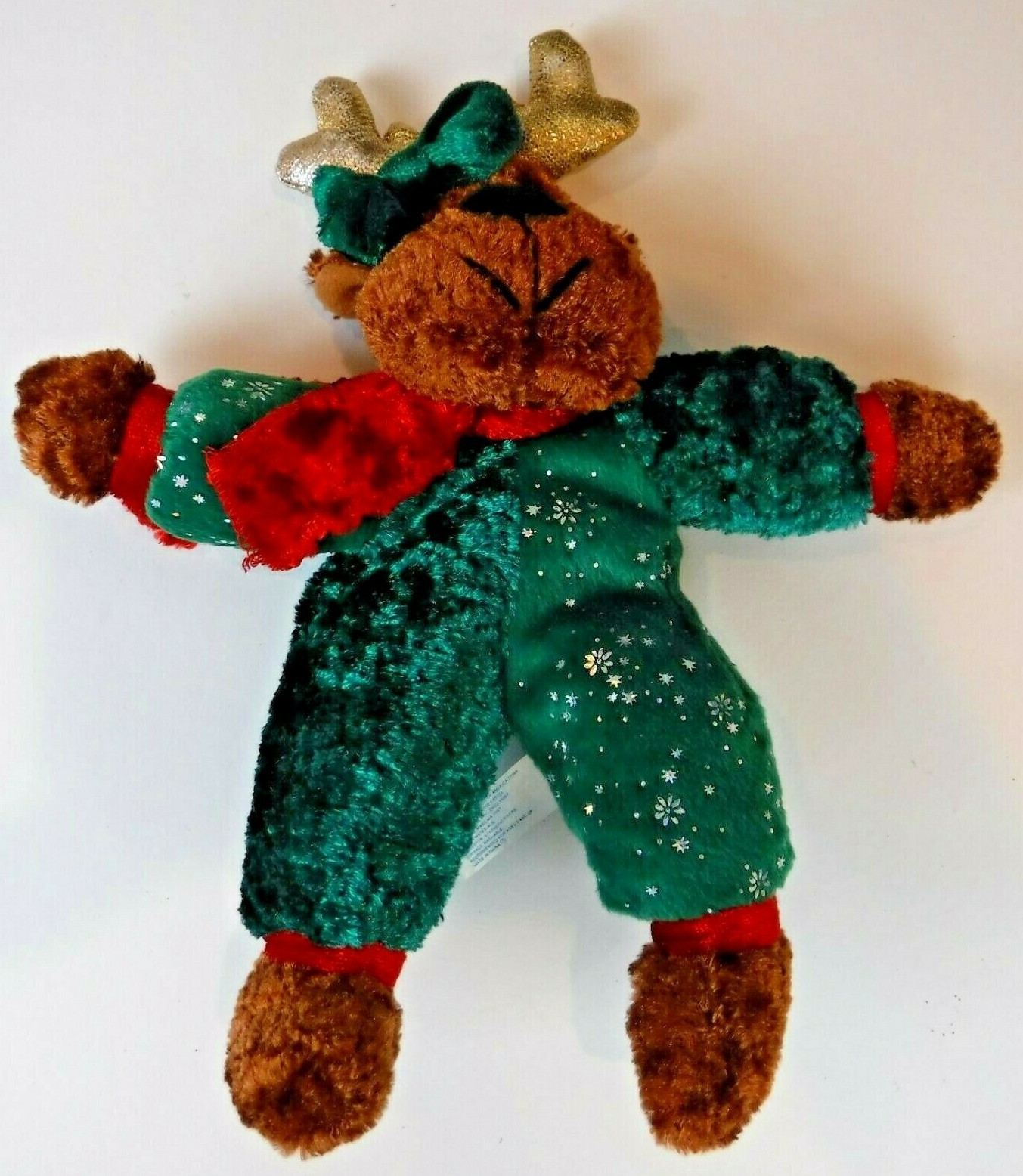 Kids of America Plush Fuzzy Reindeer Moose Gold Antlers Red Green ...