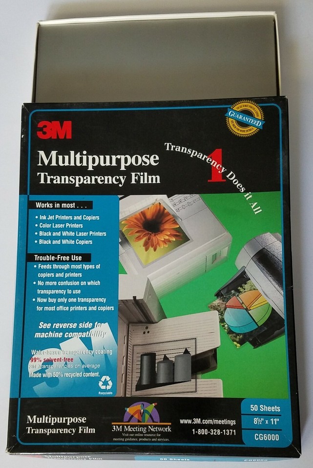 2 Lot 3M Multipurpose Transparency Film. CG6000, 50 Sheets Each New ...