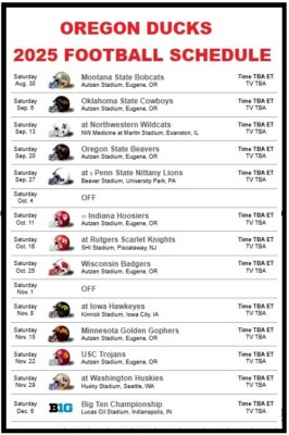 61 2025 Oregon Ducks Football Schedule Refrigerator Magnet 4by6 size | eBay