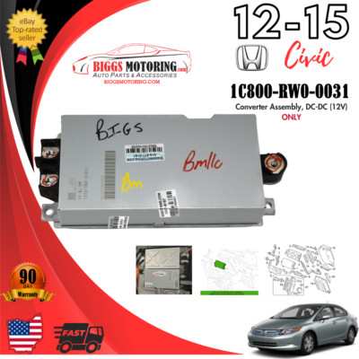 2012-2015 Honda Civic Hybrid IMA Dc Converter Inverter Module 1C800-RW0 ...