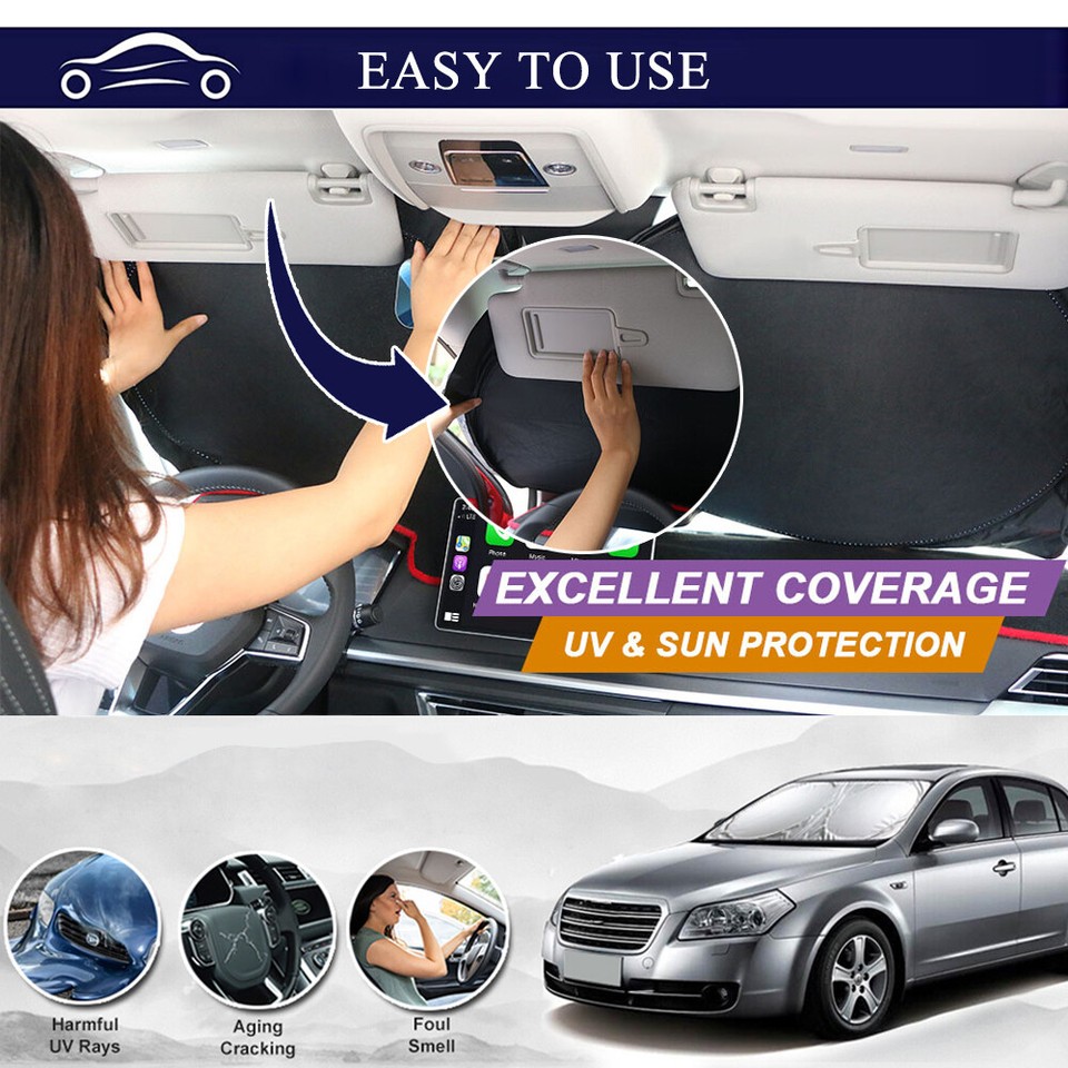 Foldable Car Sun Shade Front Windshield Visor UV Block Cover Protector ...