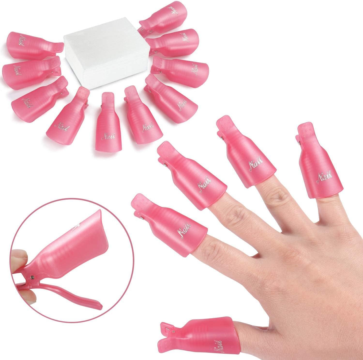 Nail Polish Gel Remover Tools Kit with Hand and Toe Nail Clips, 100 ...