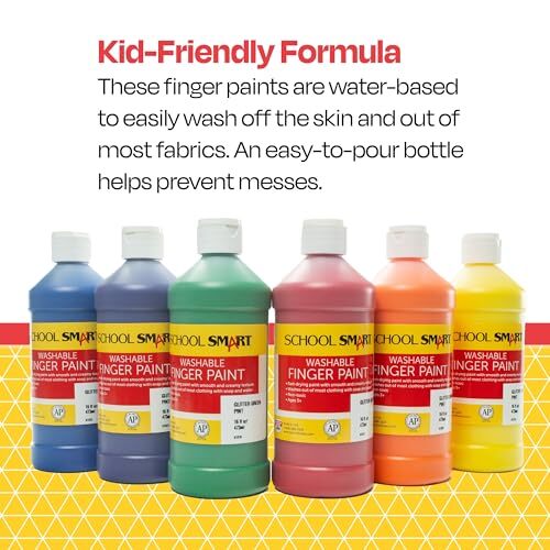 School Smart Washable Finger Paints, 16 Ounces Each, Assorted Glitter ...