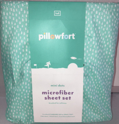 Pillowfort Mini Dots Microfiber 4 pc Full Sheet Set green/white dots ...