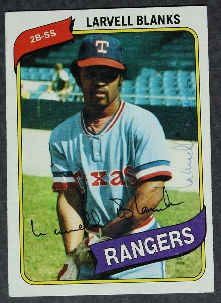Texas Rangers star Larvell Blanks signed / autographed 1980 Topps ...