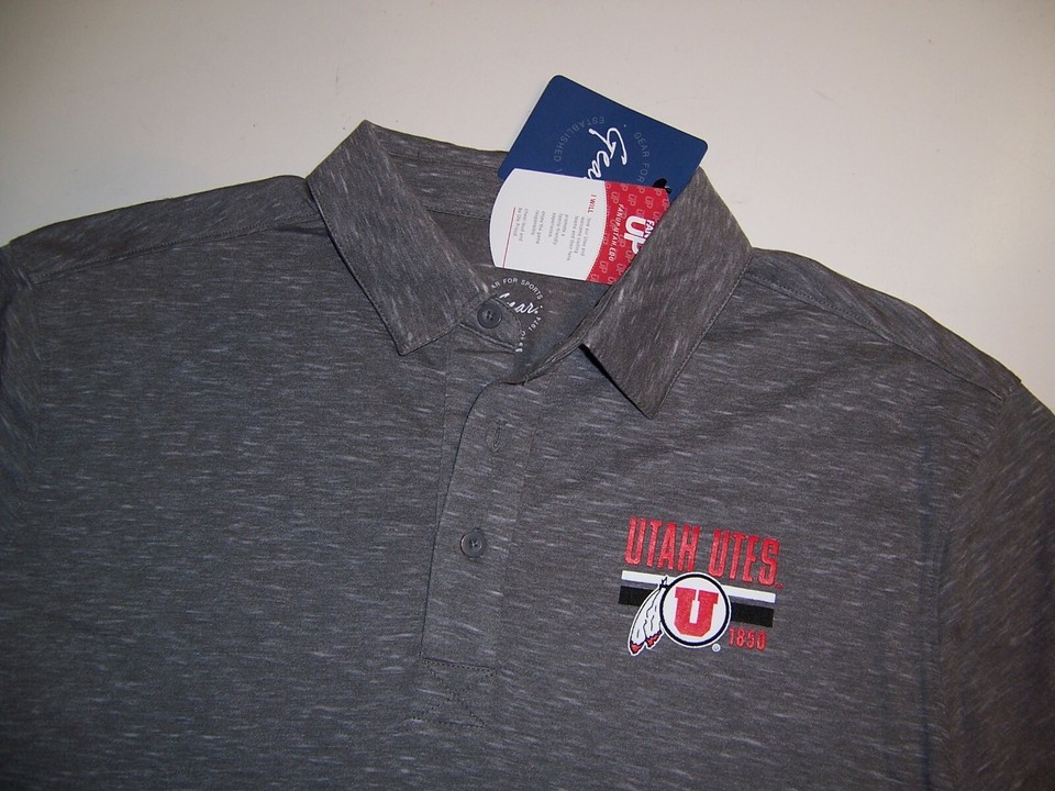 University of Utah Utes Gear Gray Short sleeve polo golf shirt Men's L ...