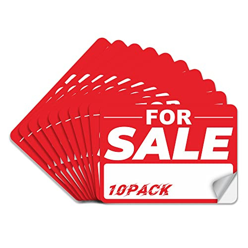 For Sale Signs Stickers, 10-pack 10x7 inch Premium Peel & Stick Vinyl ...