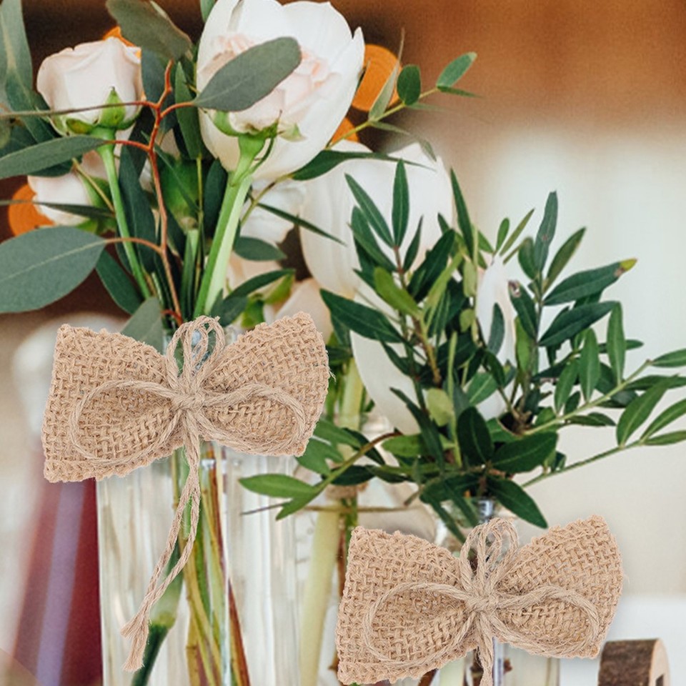 6 Pcs Traditional Bow Burlap Ribbon Bows Birthday Party Decorations ...