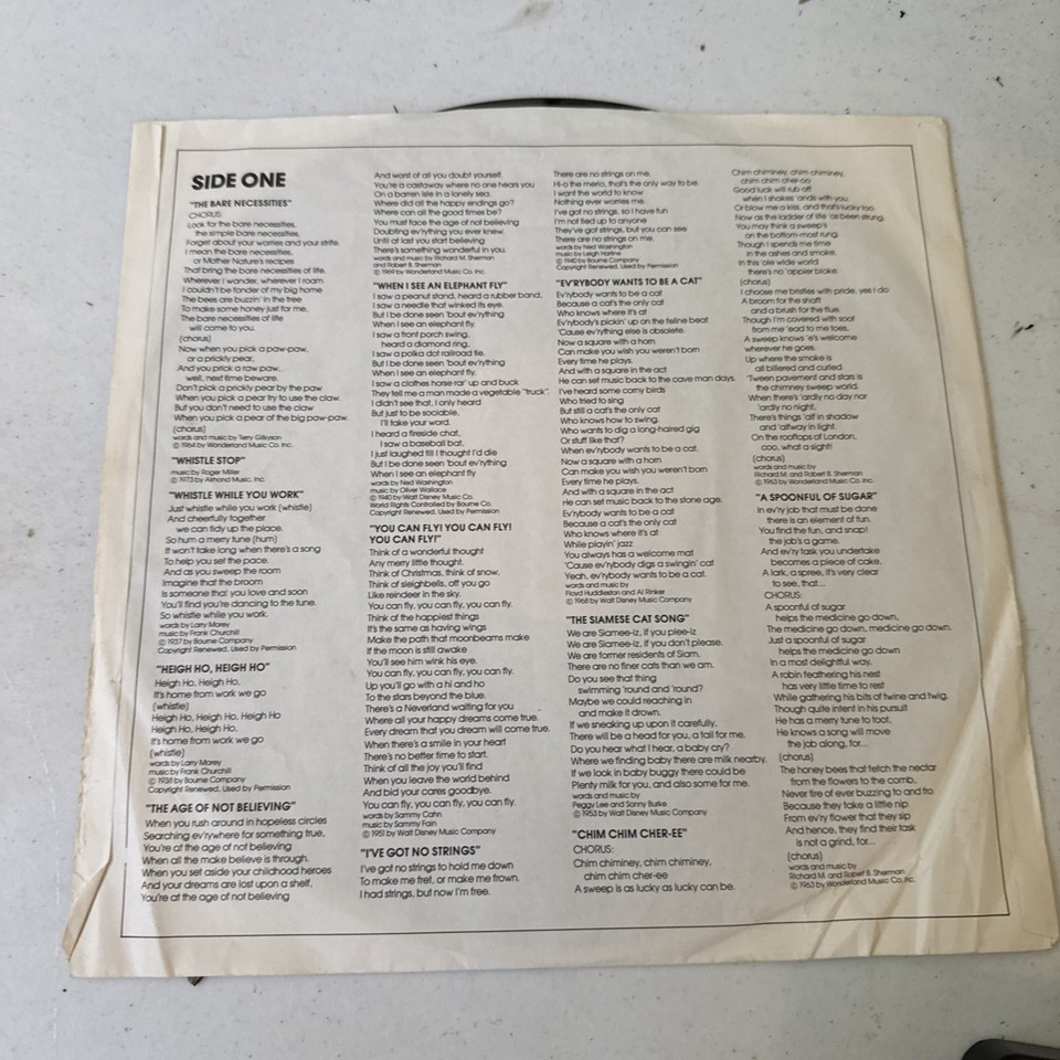 THE GREATEST HITS OF WALT DISNEY 1976 Vintage Vinyl Album On Ronco ...