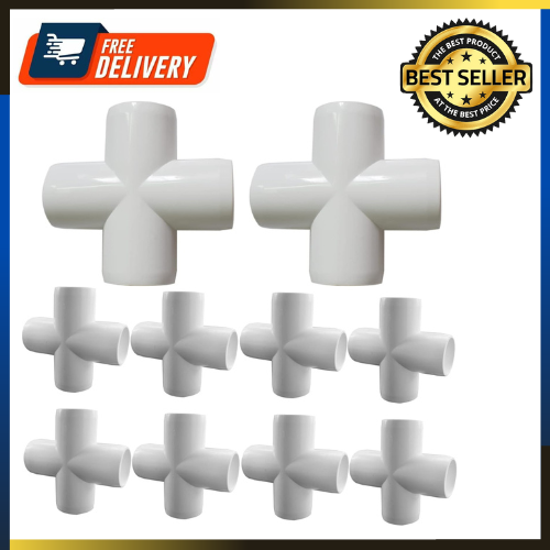 12Pack 1Inch PVC Fittings 4-Way Cross Elbow Fitting for Building Heavy ...