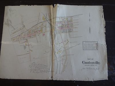 LARGE, HISTORIC 1883 Map of Part 1 of Coatesville, PA - Property ...