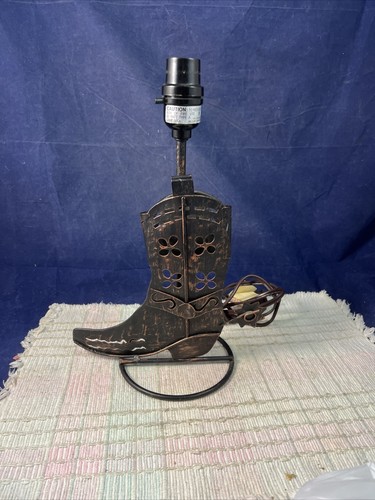 Cowboy Boot Table Lamp Metal Tin Electric - No Shade - 13 Inches Tall ...
