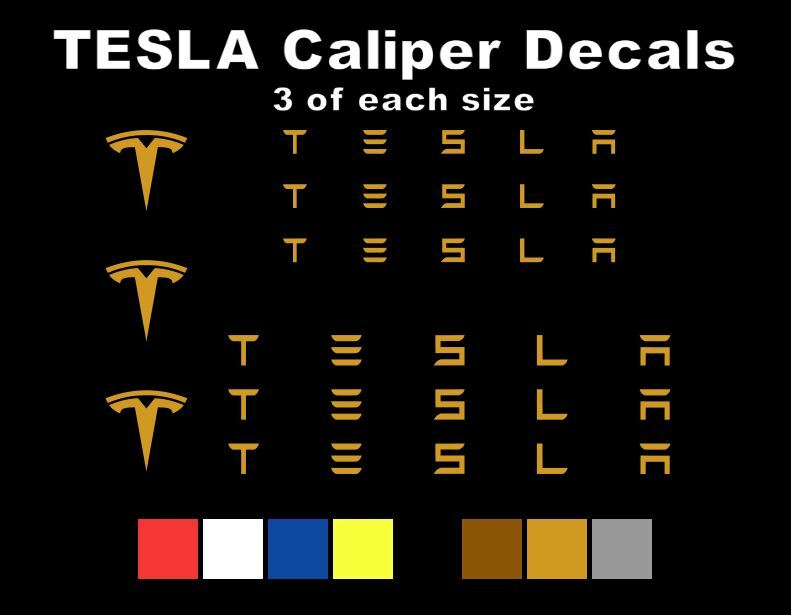 9 TESLA Brake Caliper Logo Vinyl Decals Stickers Heat Resistant | eBay