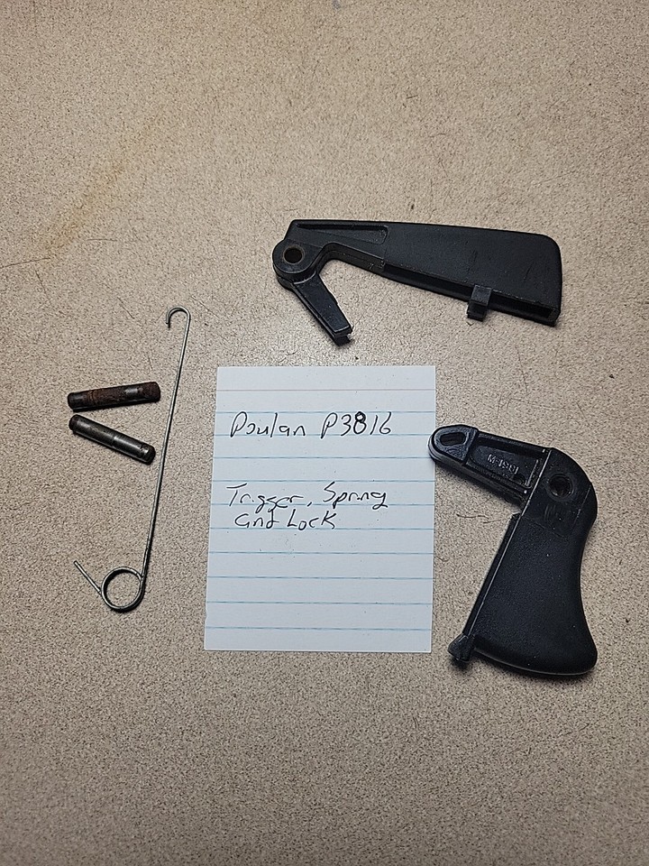 Poulan P3816 Chainsaw Trigger, Lock And Spring | eBay