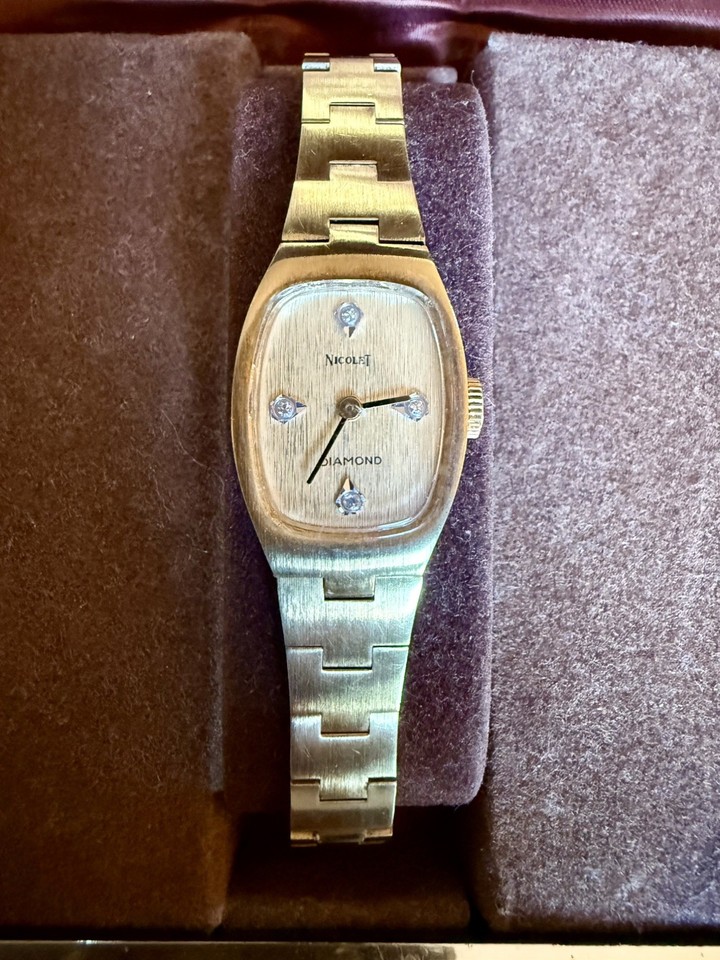Vintage Nicolet Ladies Swiss Wrist Watch With Diamonds | eBay