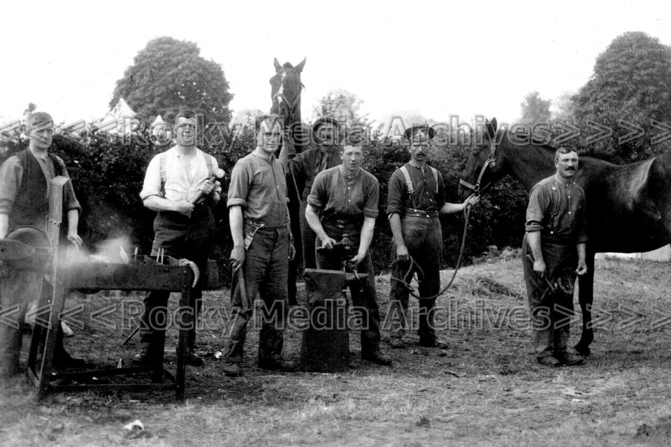 Sqq-73 Army Blacksmiths, Farrier, Shoeing Horse, Unlocated 1916. Photo ...