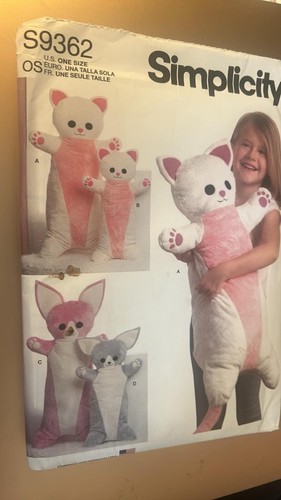 Simplicity S9362 Sewing Pattern Animal Plush Body Pillows/Uncut | eBay