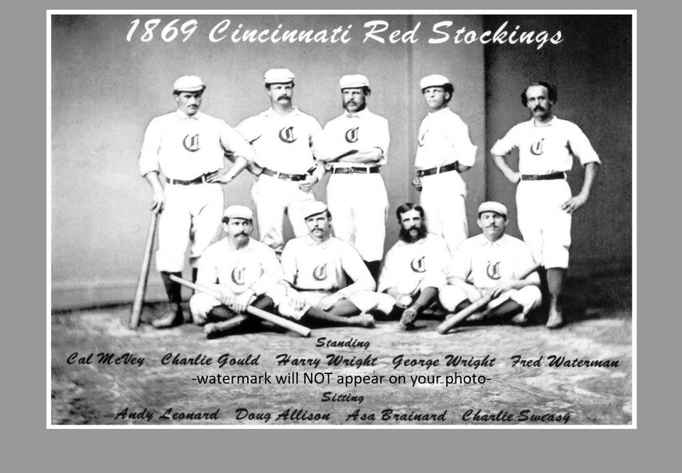 1869 Cincinnati Red Stockings Team PHOTO First Professional Baseball ...