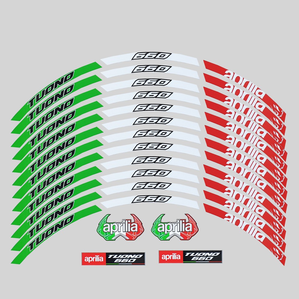 Aprilia Tuono 660 Italian flag motorcycle wheel rim graphics decals x ...