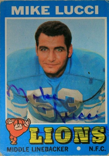 Mike Lucci Detroit Lions Tennessee Signed 1971 Topps #105 Autographed ...