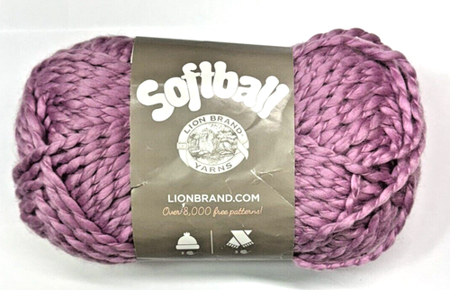 1 sk Lion Brand SOFTBALL Yarn "COSMOS" Lilac purple #5 Bulky 3.5 oz 83 ...