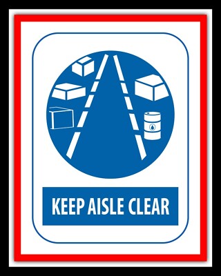 KEEP AISLE CLEAR WALKWAY PATH FLOOR HEALTH & SAFETY WARNING METAL TIN ...