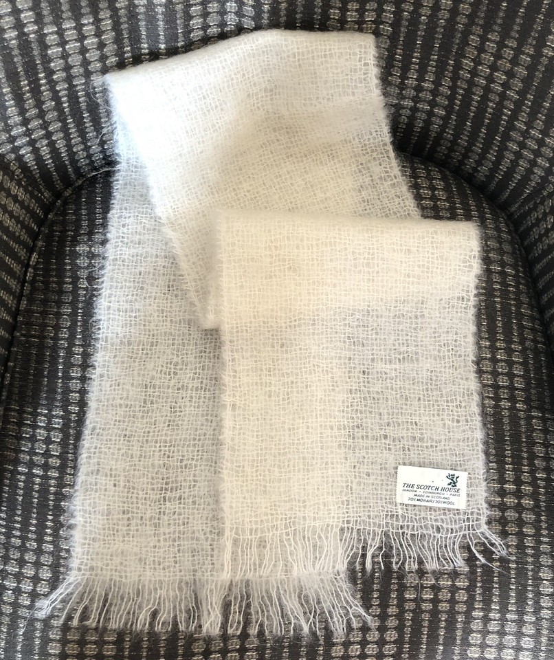 The Scotch House Vintage Ivory Off-White Mohair Wool Scarf 48" L x 9" W ...