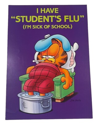 Vintage 1978 Garfield Poster Argus “I' Have Student's Flu - I'm Sick of ...