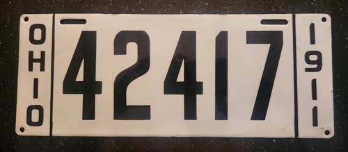 1911 Ohio OH Porcelain License Plate Car Tag Vehicle Registration ...