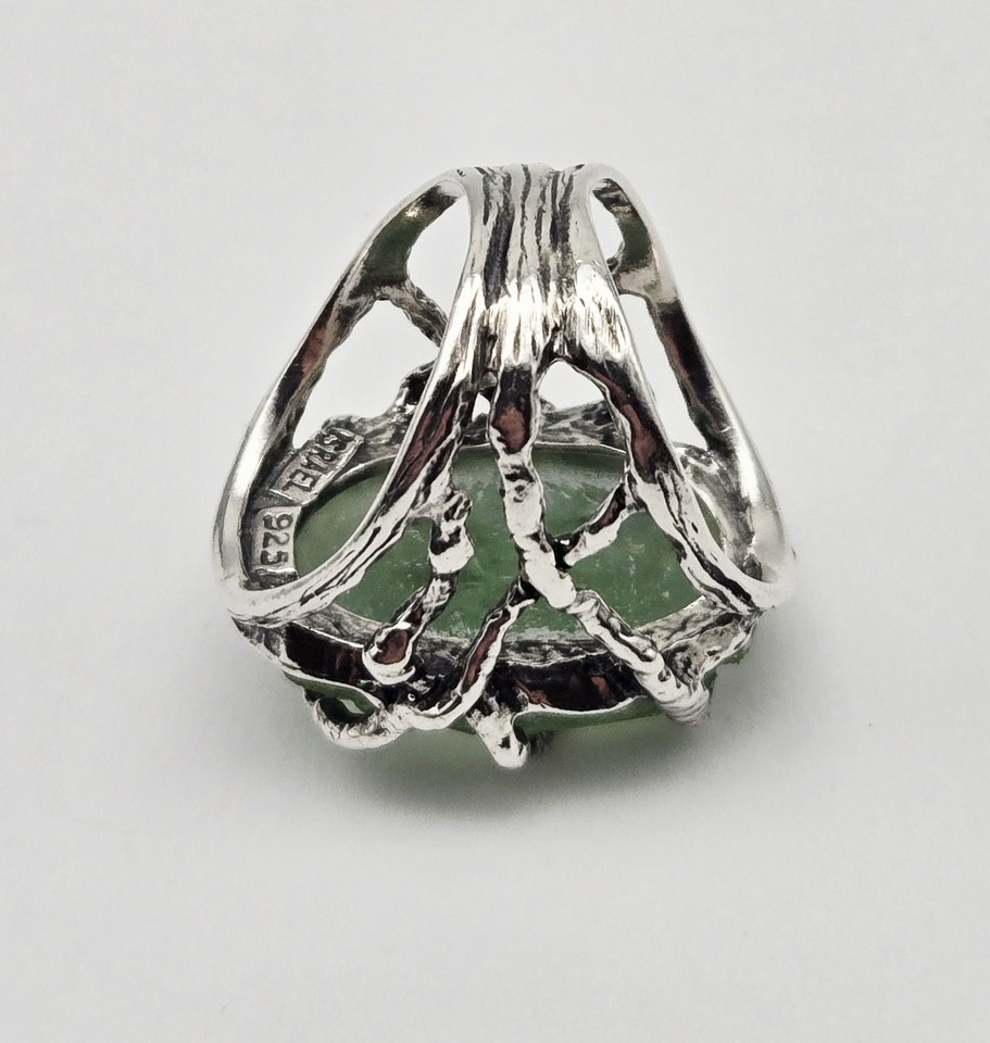 VTG Sterling Silver ISRAEL Brutalist Modernist Gemstone Ring Size 8 ...