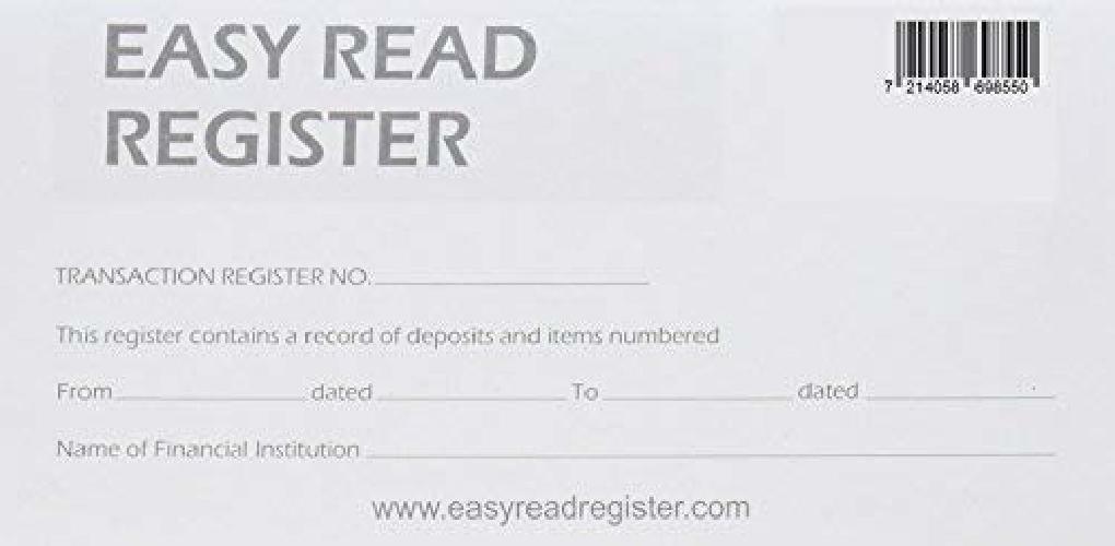 Easy Read Register 10 Checkbook Registers - 32 Pages with 510 Lines ...