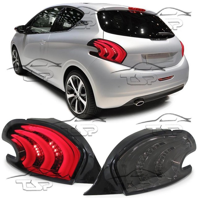 LED Clear Glass Taillights With Lightbar Black Smoke for PEUGEOT 208 ...