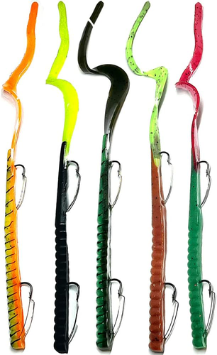 Delong Lures 10 Twister Tail Weedless KILR Worm for Bass Pike and ...