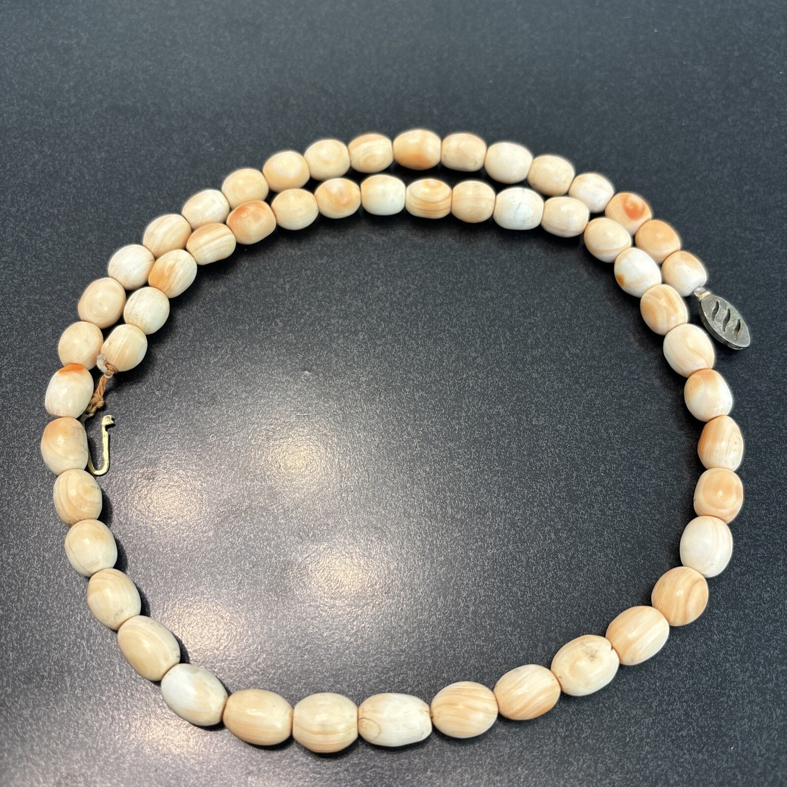 Antique Italy Conch Shell Bead Necklace 24” 800 Silve… - Gem