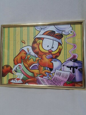 Vintage Garfield Chef Puzzle With Frame | eBay